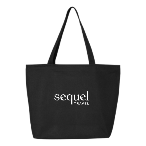 SequelTravel - 24.5L Canvas Zippered Tote v1 – Sequel Travel Swag Store by Merchloop
